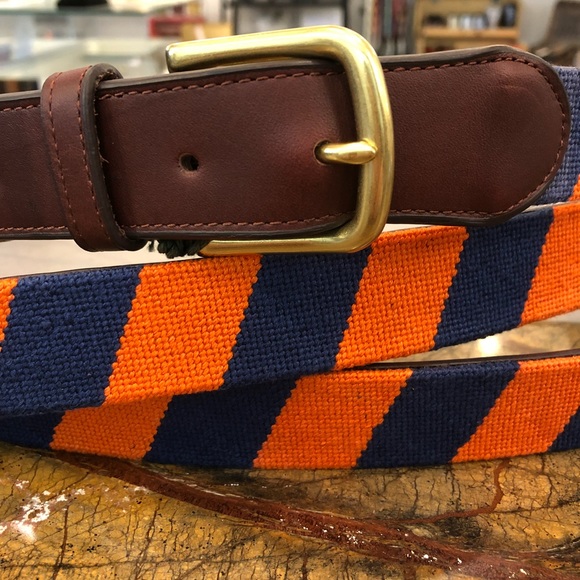 Tucker Blair | Accessories | Navy Orange Rep Stripe Needlepoint Belt ...